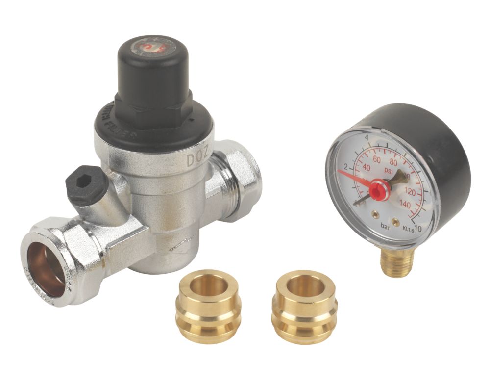 PRV With Gauge x | Pressure Reducing Valves | Screwfix.com