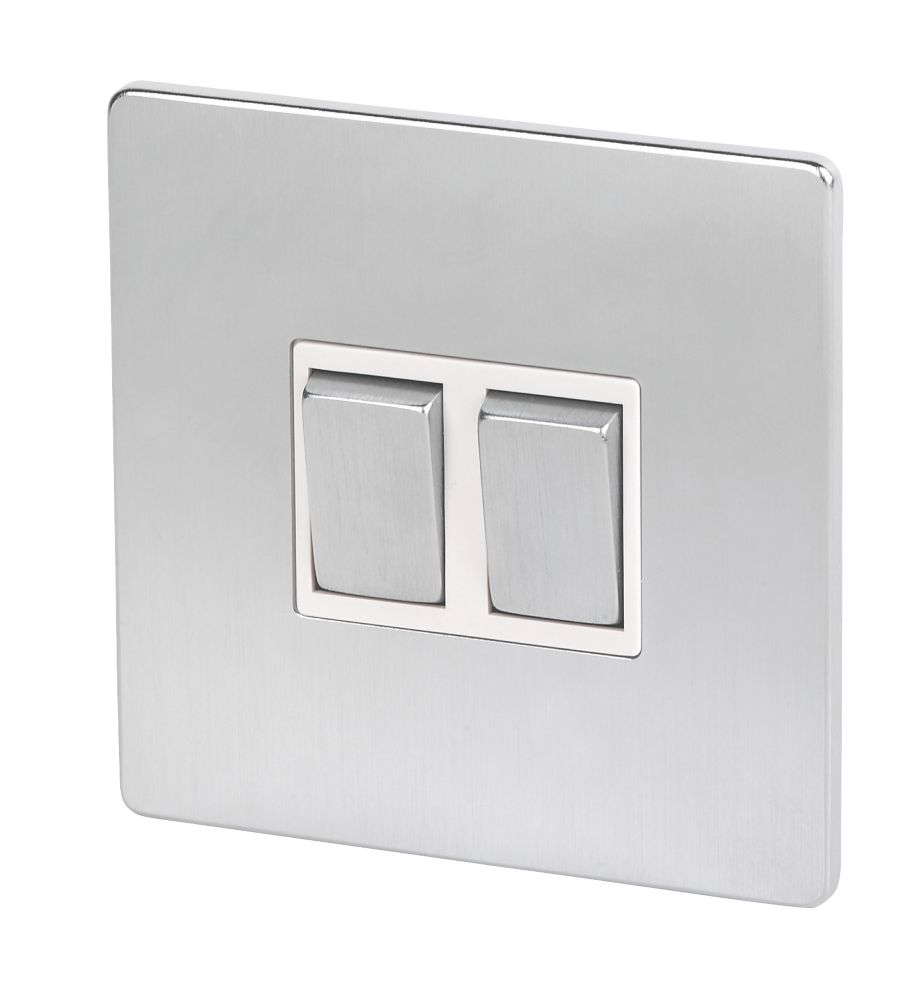 LAP 2-Gang 2-Way 10AX Light Switch Brushed Chrome | Switches & Sockets ...