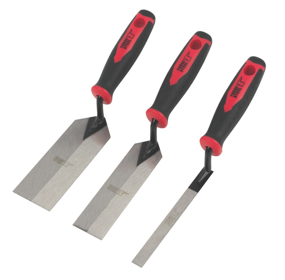 Forge Steel Edging Trowel Set 3 Pieces | Plastering Trowels | Screwfix.com