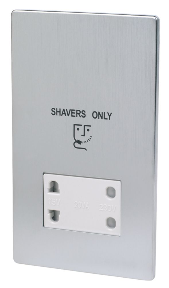 LAP Dual Voltage Shaver Socket 115/230V Brushed Chrome | Switches ...
