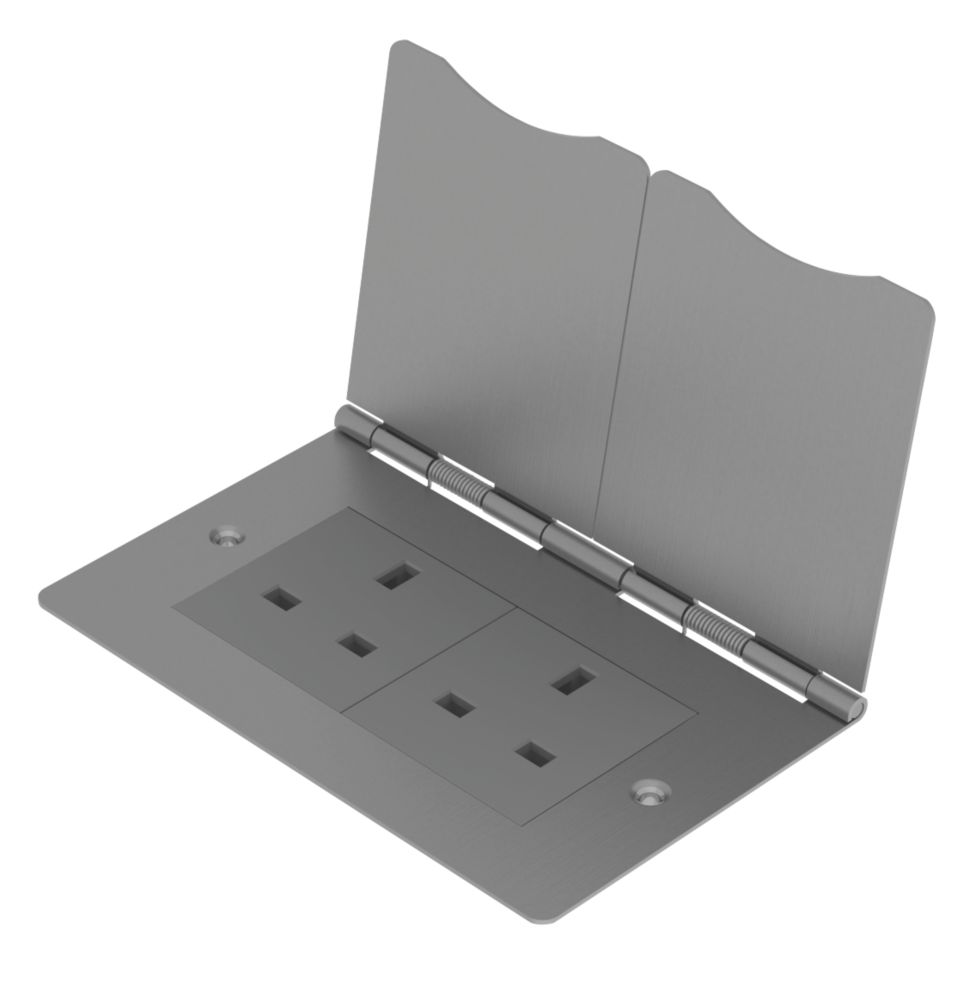 BG 2-Gang Unswitched Brushed Steel Floor Socket | Floor Sockets & Boxes ...