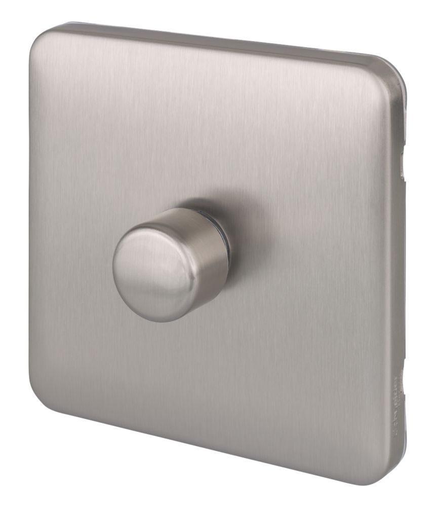 Schneider Electric Lisse Deco 2 Gang 2 Way LED Dimmer Brushed Stainless ...