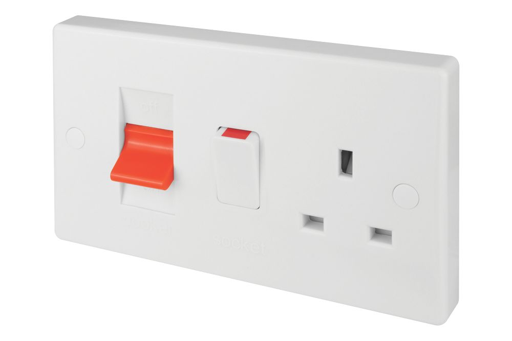 Schneider Electric Ultimate Slimline 45A 2-Gang DP Cooker Switch & 13A ...
