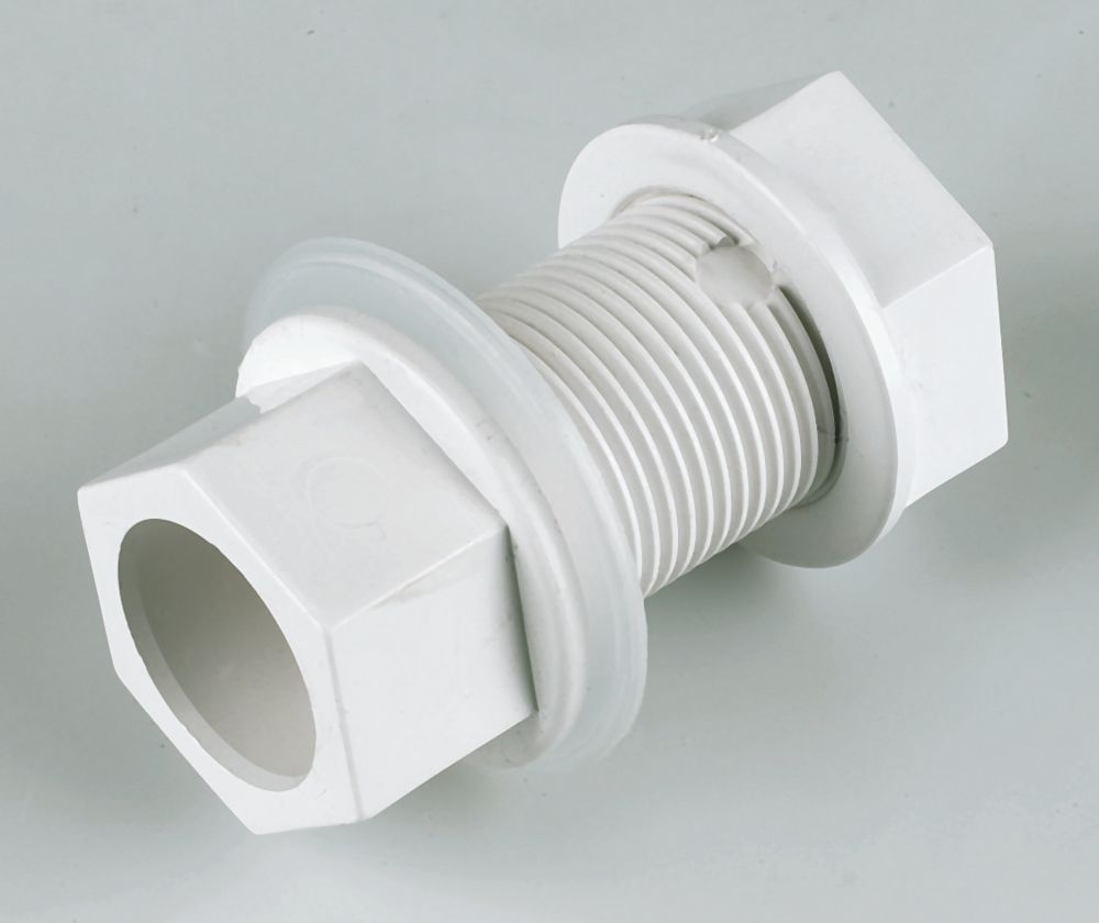 FloPlast Straight Tank Connectors White 21.5mm 5 Pack