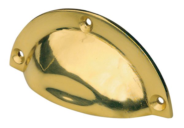 Shell Drawer Pulls 90mm Polished Brass