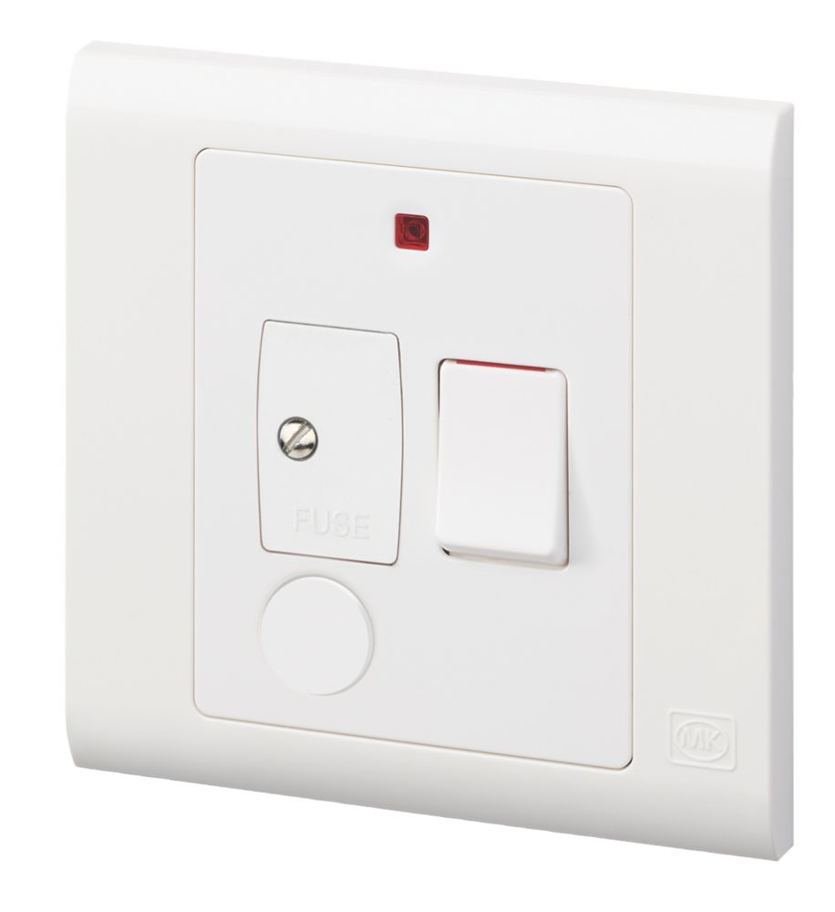 MK Essentials 13A Switched Fused Spur with Neon White with White Inserts