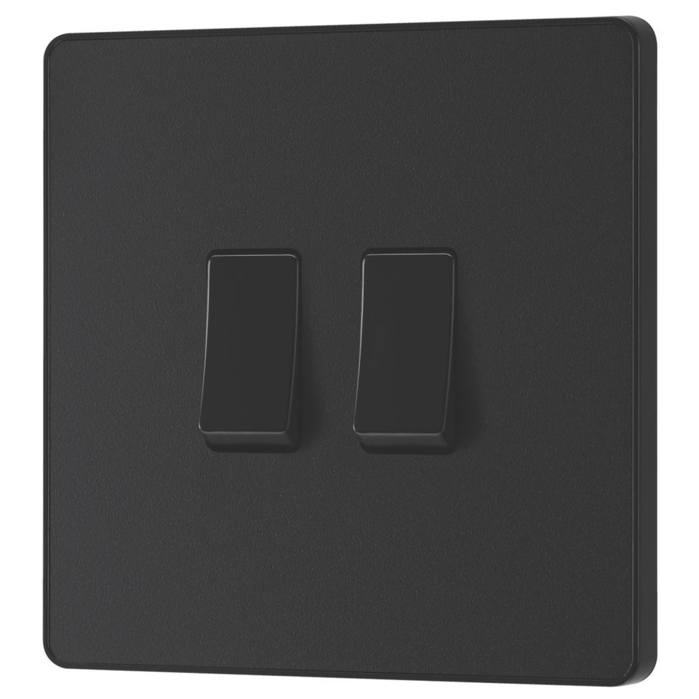 British General Evolve 20 A 16AX 2-Gang 2-Way Light Switch Matt Black ...