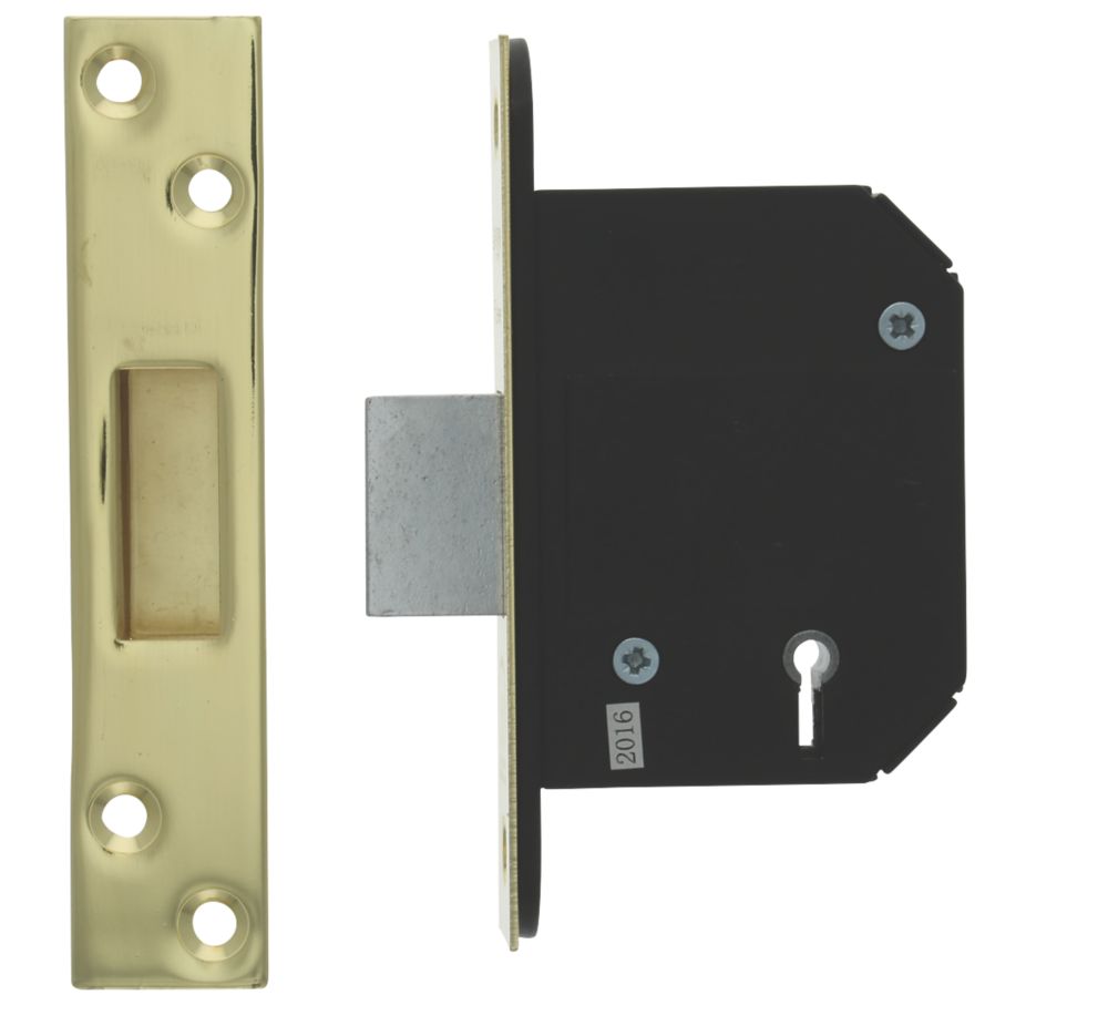 Legge Polished Brass BS 5-Lever Mortice Sashlock 68mm Case - 45mm Backset