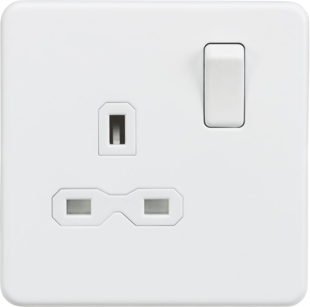 Knightsbridge 13A 1-Gang DP Switched Single Socket Matt White with ...