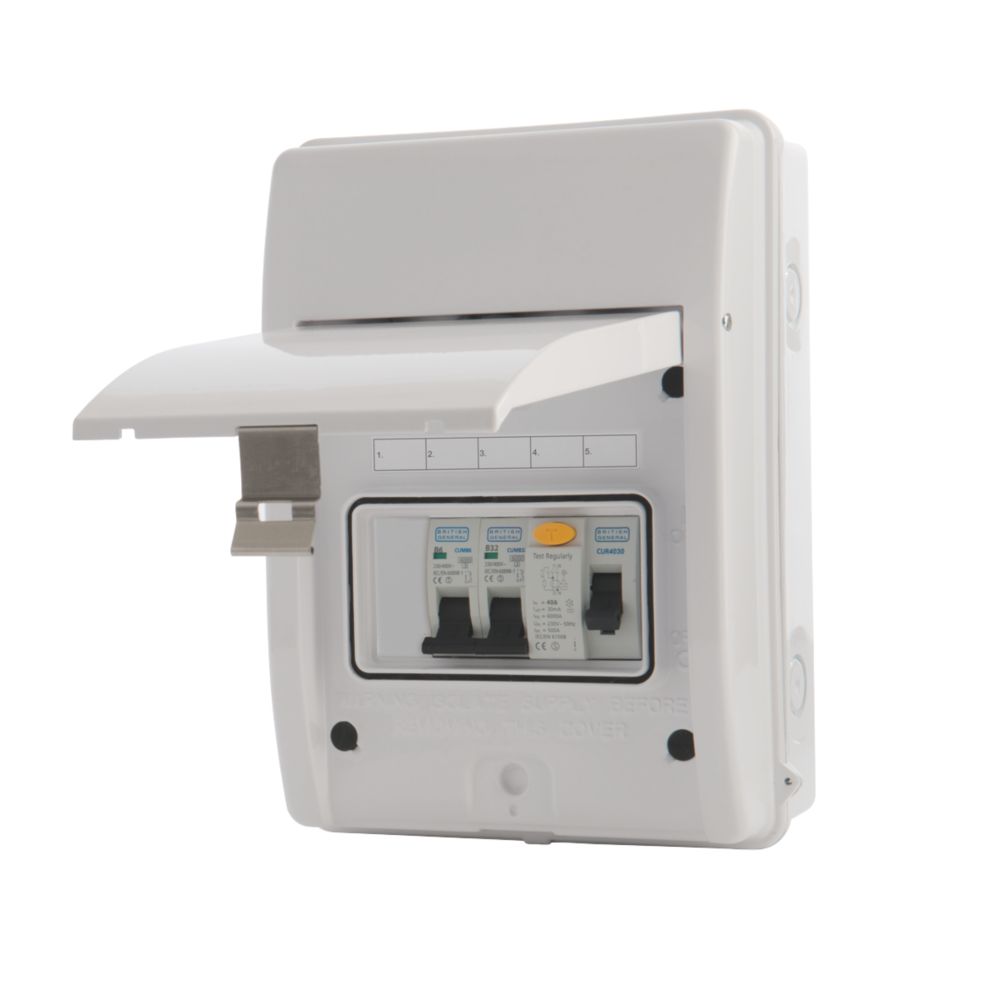 British General 5-Module 3-Way Populated Garage Consumer Unit