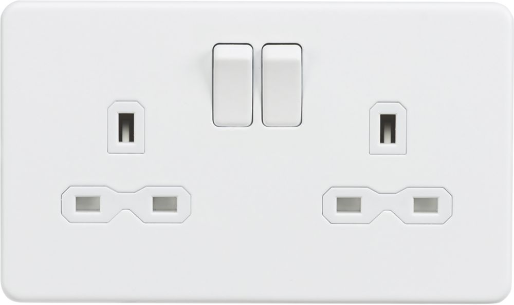 Knightsbridge 13A 2-Gang DP Switched Double Socket Matt White with ...