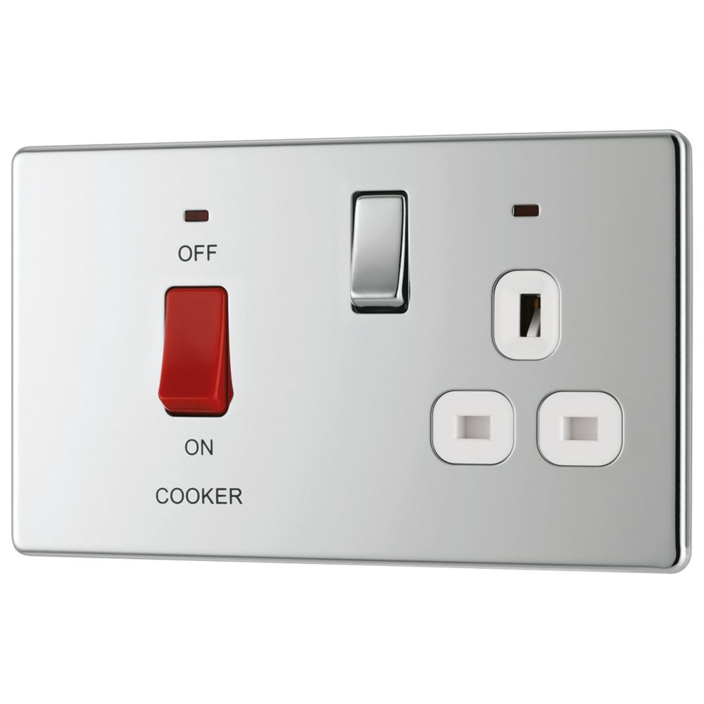 LAP 45A 2-Gang DP Cooker Switch & 13A DP Switched Socket White