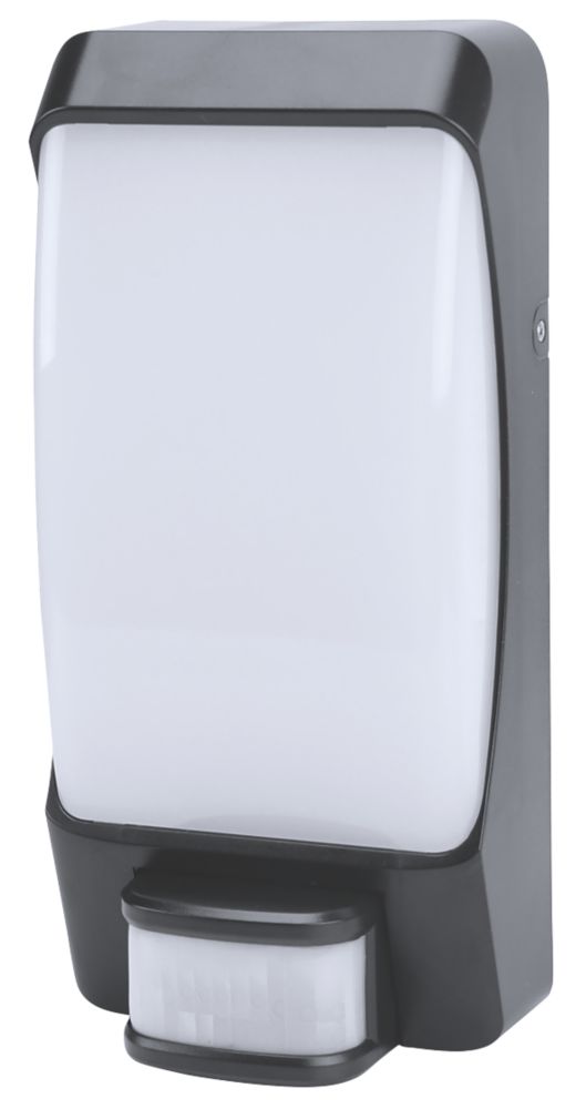 LAP Indoor & Outdoor Square LED Bulkhead With PIR Sensor Black 12W 800lm