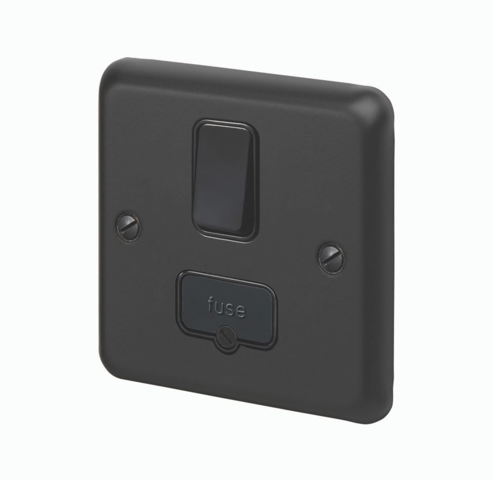 MK Contoura 13A Switched Fused Spur Black with Colour-Matched Inserts