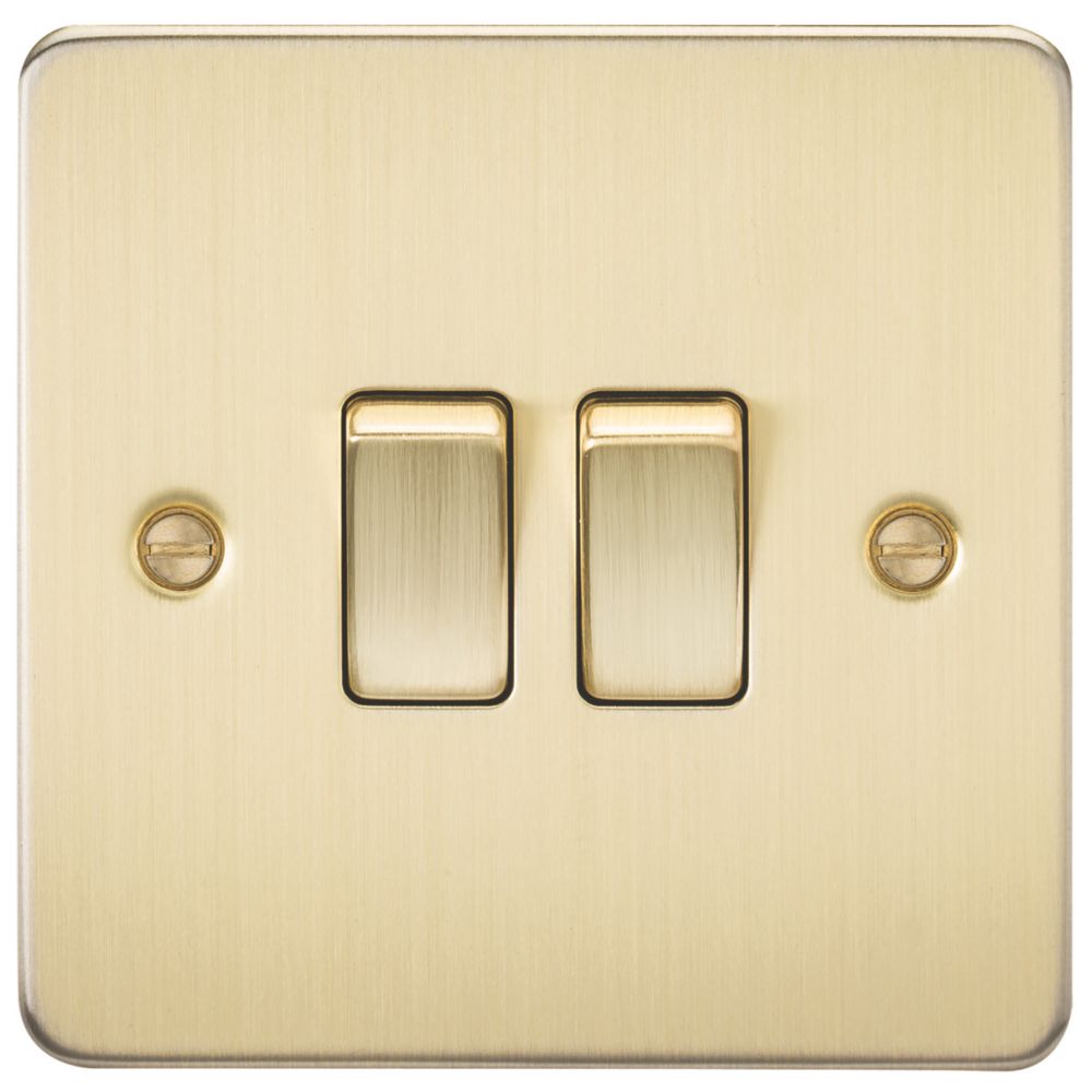 Knightsbridge 10AX 2-Gang 2-Way Light Switch Brushed Brass