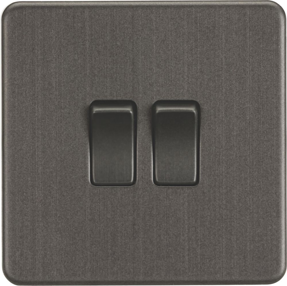 Knightsbridge 10AX 2-Gang 2-Way Light Switch Smoked Bronze