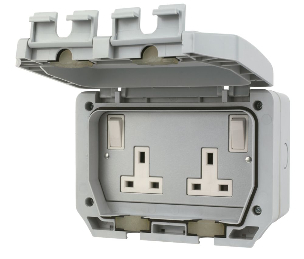 LAP IP66 13A 2-Gang DP Weatherproof Outdoor Switched Socket