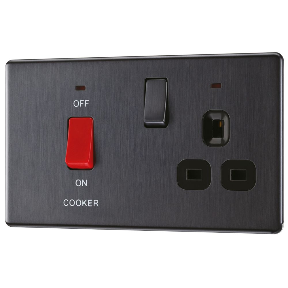 LAP 45A 2-Gang DP Cooker Switch & 13A DP Switched Socket Slate Grey ...