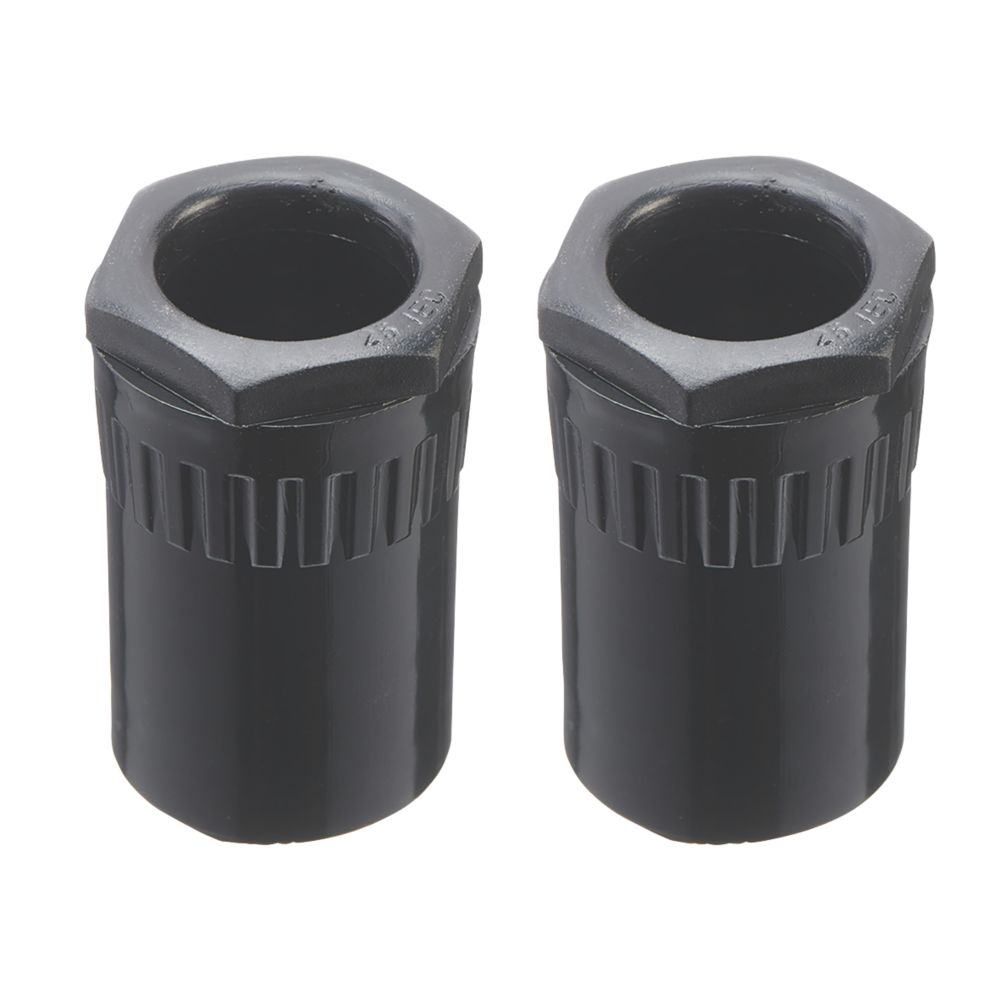 Deta TTE Female Conduit Adaptors 25mm Black 2 Pack