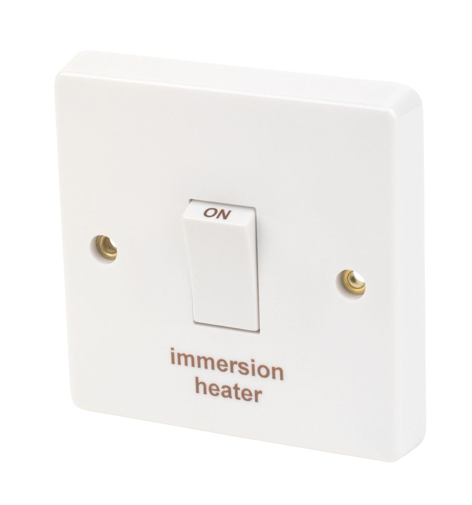 Crabtree Capital 20A 1-Gang DP Immersion Heater Switch White with Neon