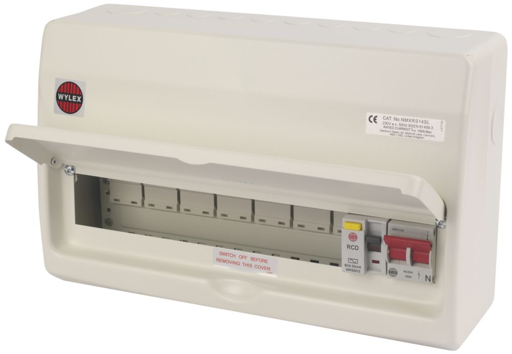 Wylex NMX 18-Module 14-Way Part-Populated Split Load Consumer Unit