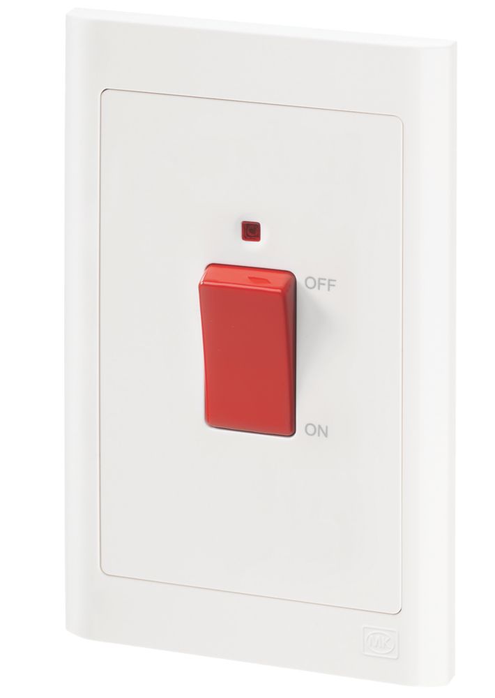 MK Essentials 45A 2-Gang DP Control Switch White with White Inserts