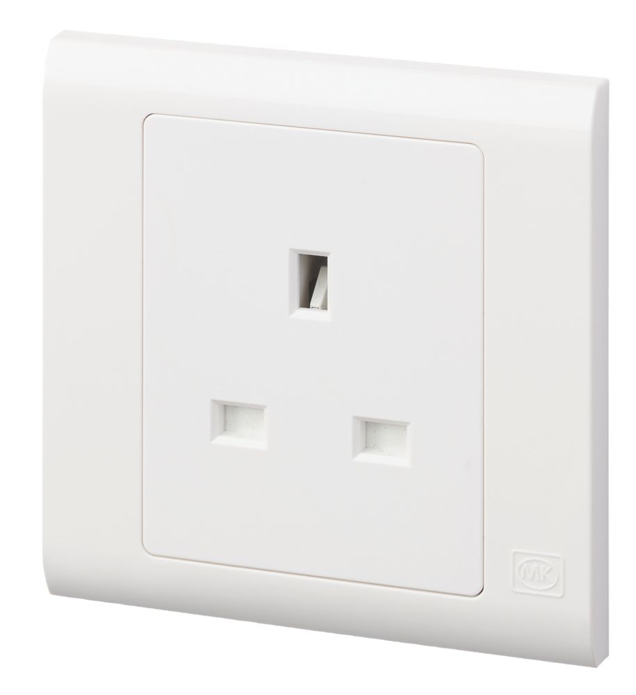 MK Essentials 13A 1-Gang Unswitched Socket White with White Inserts
