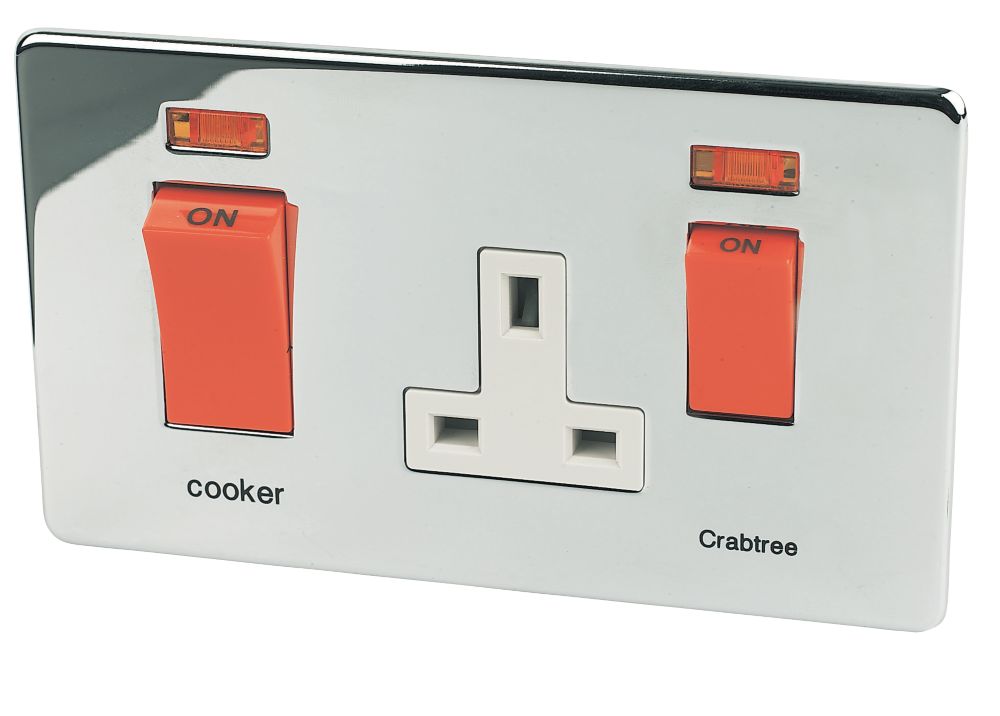 Crabtree Platinum 45 A & 13A 2-Gang DP Cooker Switch & 13A DP Switched ...