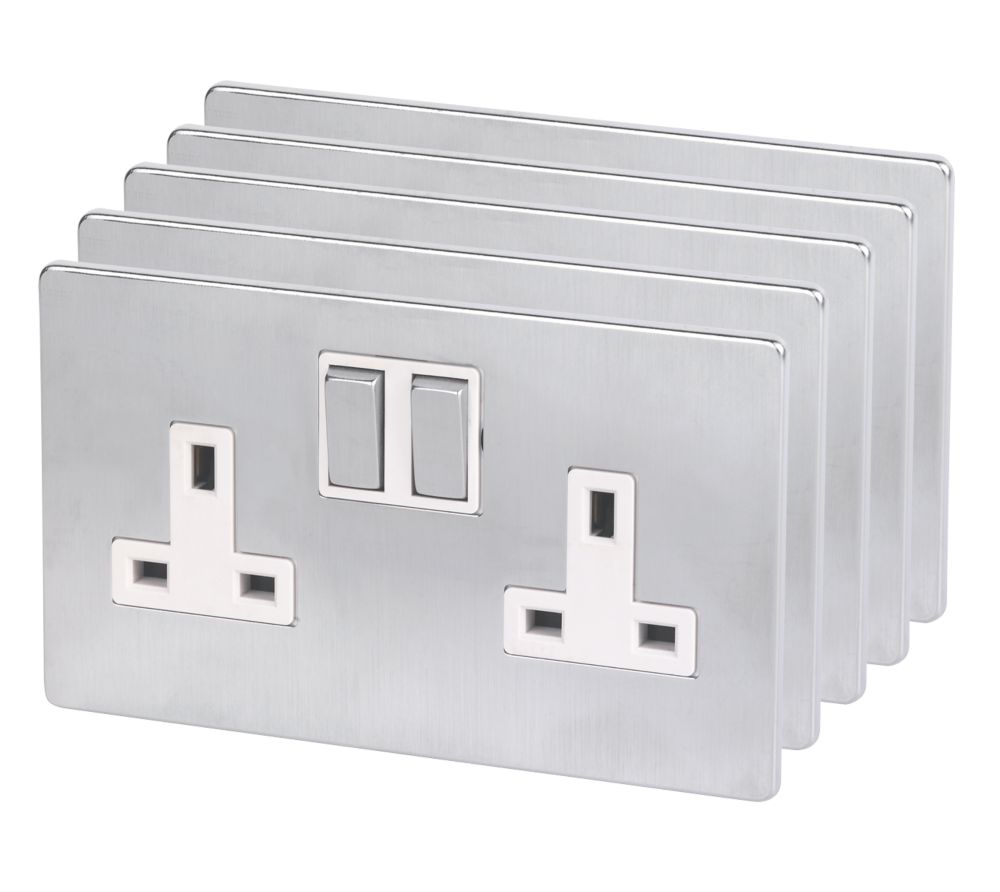 LAP 13A 1-Gang DP Switched Plug Socket White 5 Pack