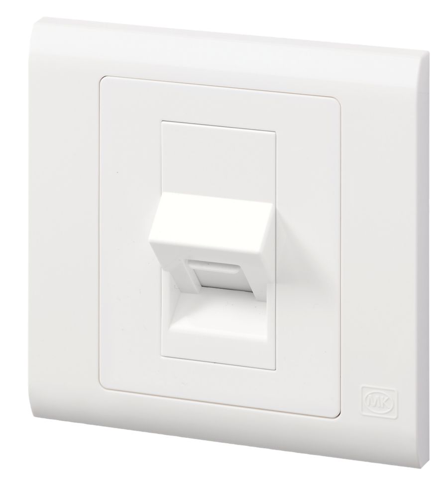 MK Essentials RJ45 Ethernet Socket White with White Inserts