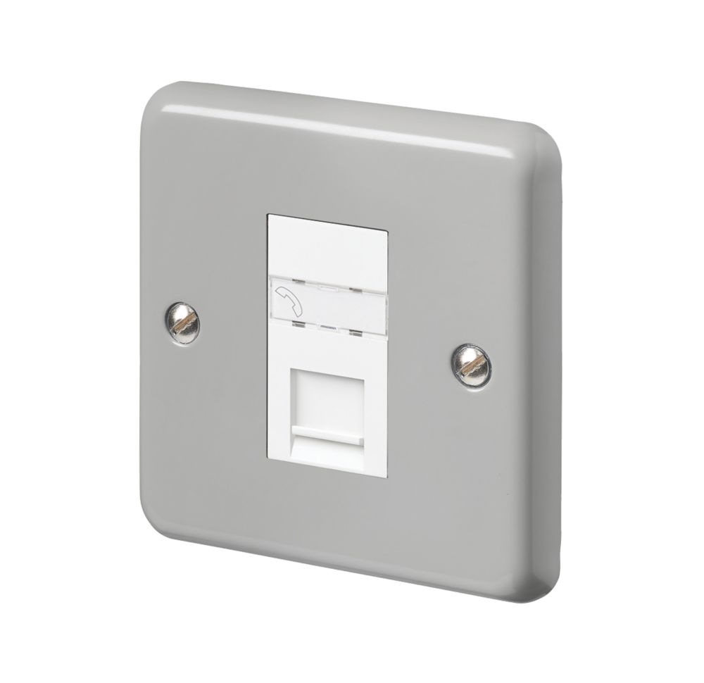 MK Contoura Master Telephone Socket Grey with White Inserts