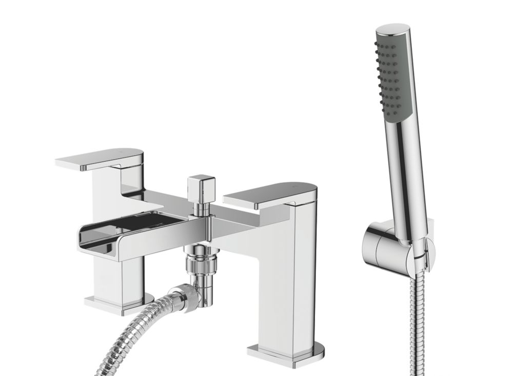 Wickes Waterfall Bath Mixer Tap with Shower Mixer Chrome