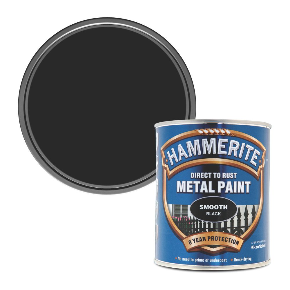 Hammerite Smooth Metal Paint Black 2.5Ltr