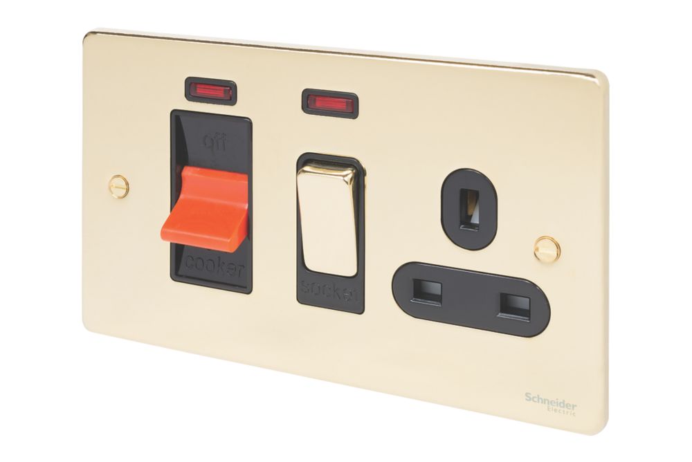 Schneider Electric Ultimate Slimline 45A 2-Gang DP Cooker Switch & 13A ...