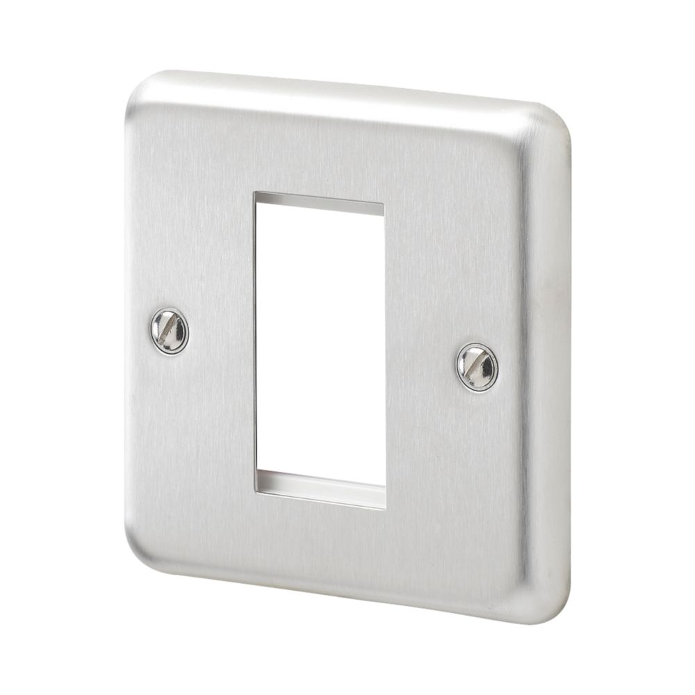 MK Aspect 1-Gang Light Switch Surround Brushed Stainless Steel