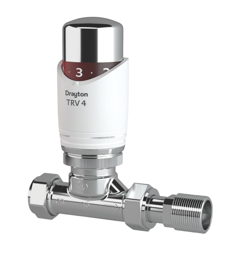 Drayton TRV4 Chrome Straight Thermostatic Radiator Valve with Auto ...