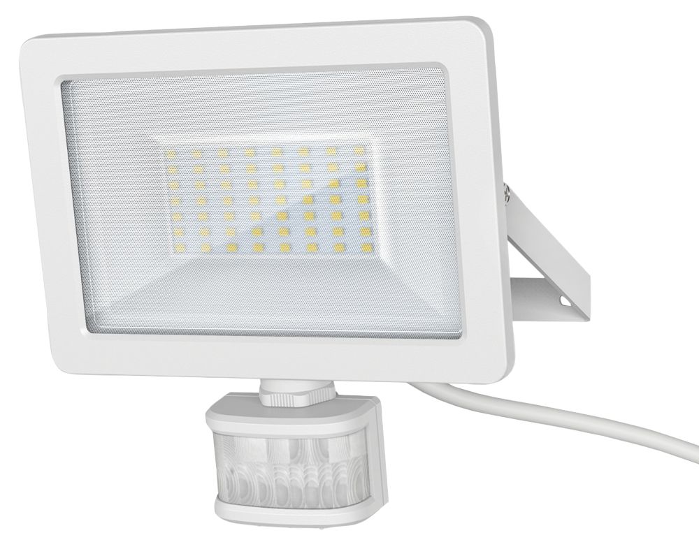 LAP Weyburn Outdoor LED Floodlight With PIR Sensor White 30W 3000lm