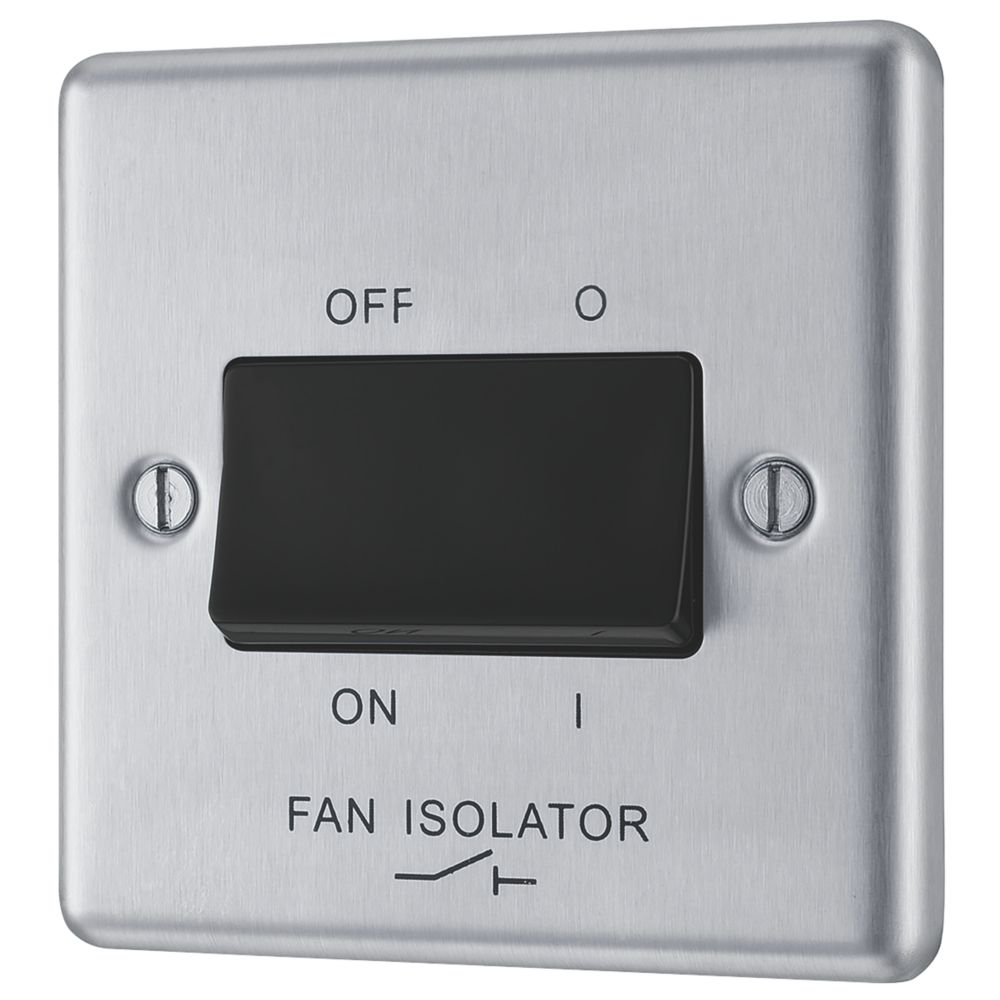 LAP 10A 1-Gang 3-Pole Fan Isolator Switch Brushed Stainless Steel