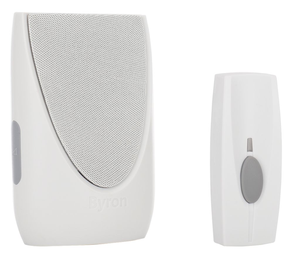 Byron BY401W 60m Wireless Doorbell Kit with Portable Chime White