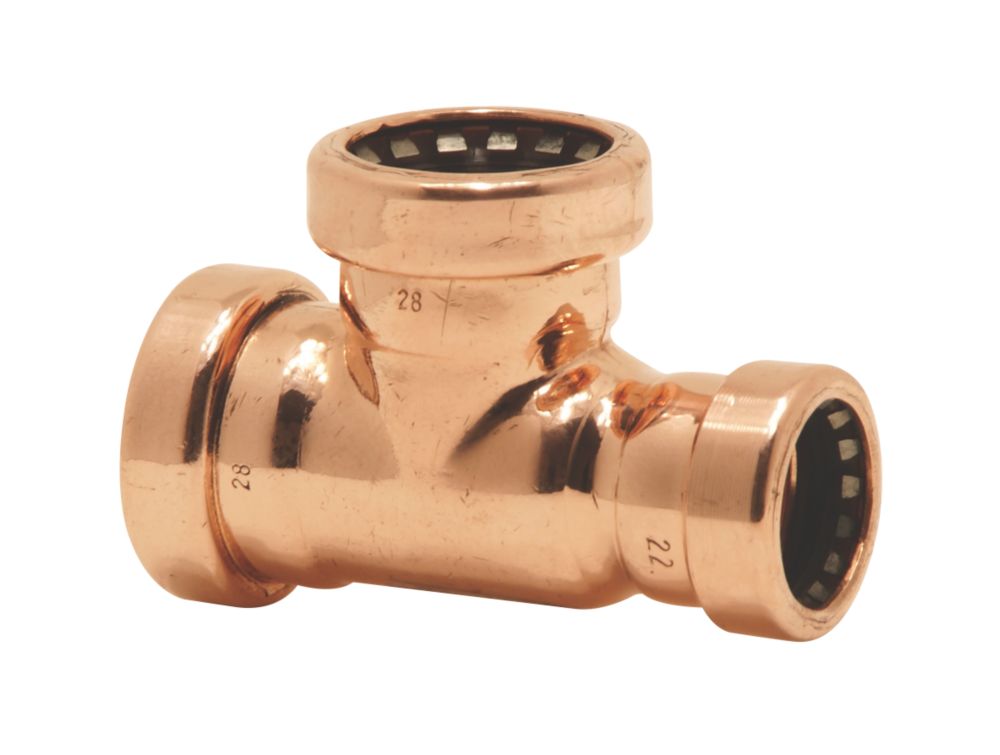 Tectite Sprint Copper Push-Fit Reducing Tee 28 x 22 x 28mm
