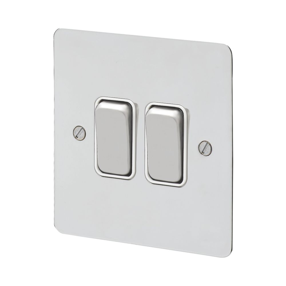 MK Edge 20AX 2-Gang 2-Way Switch Polished Chrome with White Inserts