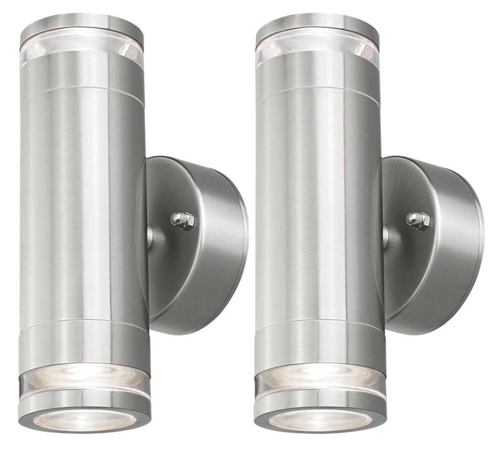 4lite Marinus Outdoor Up & Down Wall Light Silver 2 Pack
