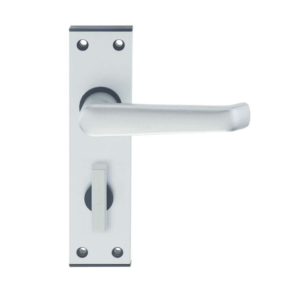 Union Ambassador Bathroom Door Handle Pair Satin Aluminium