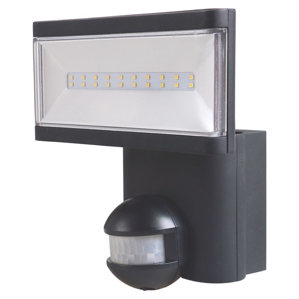 LAP Twin LED Floodlight with PIR Black 2 x 10W Cool White
