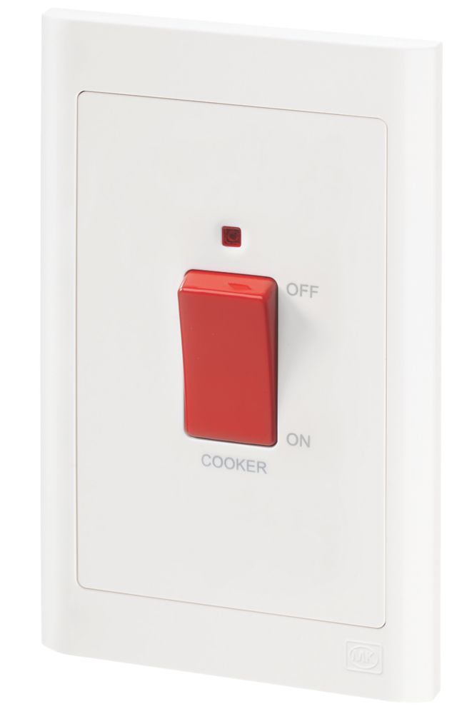 MK Essentials 45A 2-Gang DP Control Switch White with White Inserts