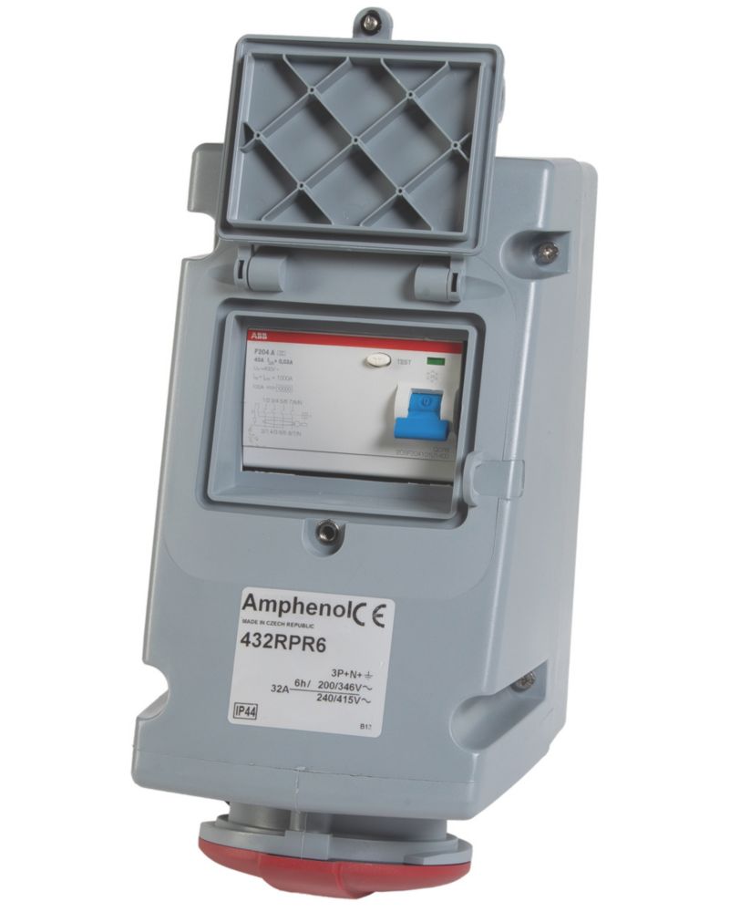 ABB Socket 32A 2P+E 250V IP44 w/ 25A RCD