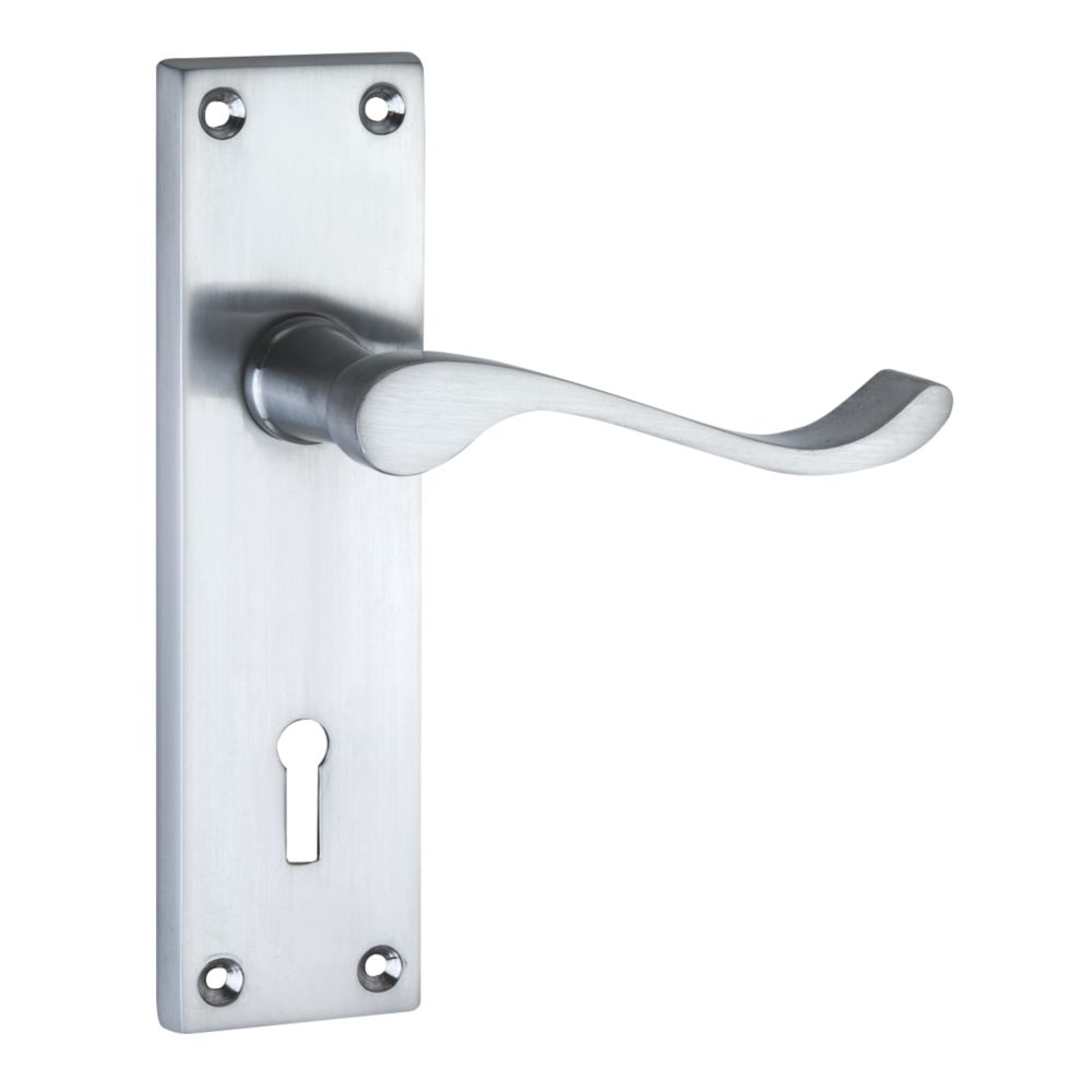 Smith Locke Long Victorian Lock Door Handles Pair Satin Chrome