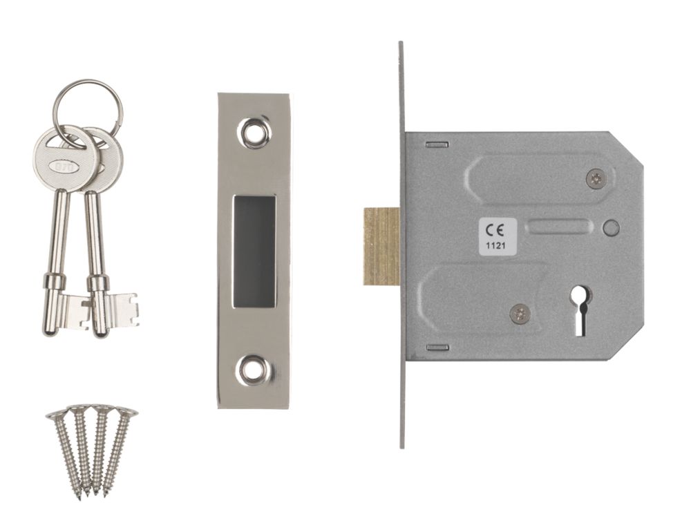 Smith Locke 3 Lever Nickel Plated Mortice Sashlock 76mm Case 57mm Backset