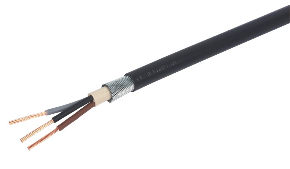 Prysmian 6943X Black 3-Core 4mmÂ² Armoured Cable 25m Coil