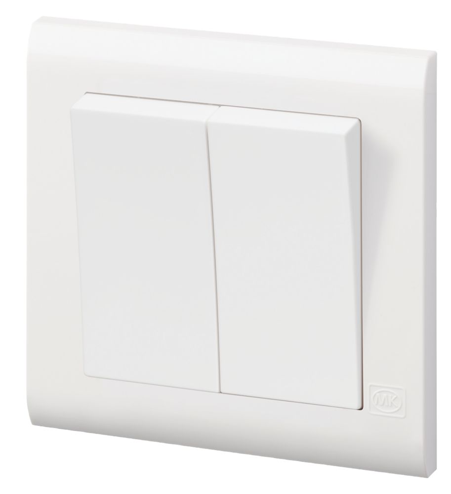 MK Essentials 10AX 2-Gang 2-Way Light Switch White with White Inserts
